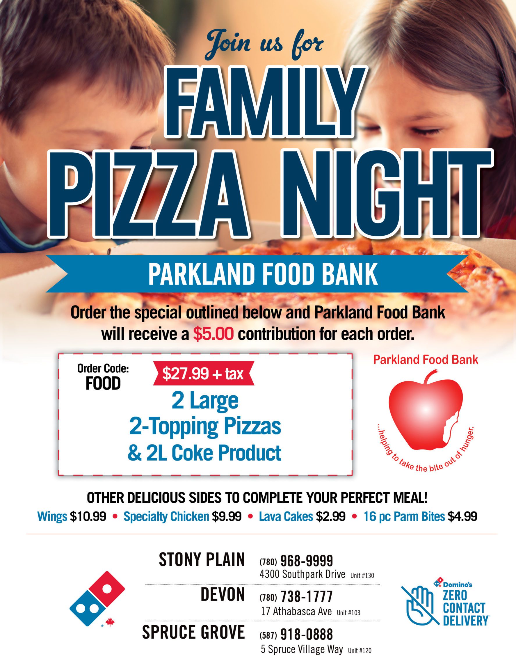 Domino's Pizza Food Bank Fundraiser-Stony Plain - Parkland Food Bank